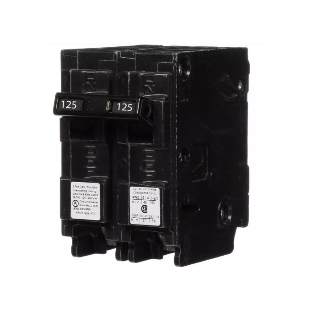 Siemens Q2125H Circuit Breaker 125 Amp 2 Pole 120/240V 22kA NEW ...